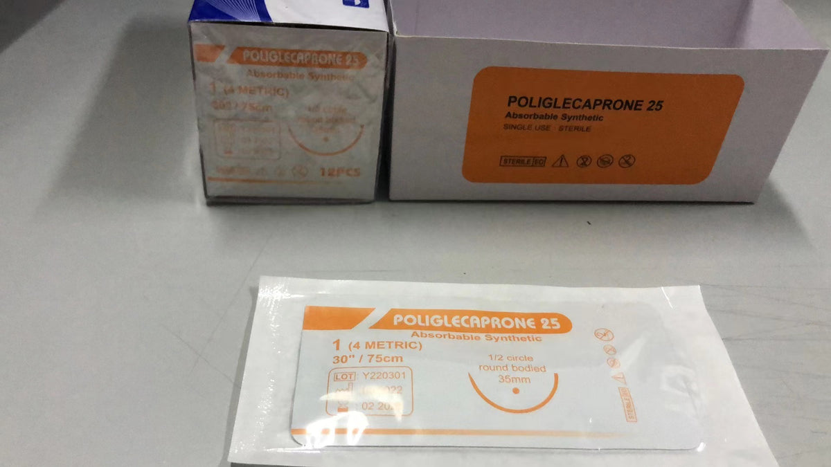 Absorbable Synthetic PCL Suture 75cm Surgical Needle Medical Thread ...